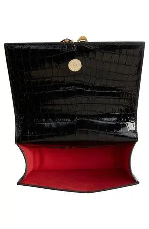 Alexander McQueen Mini Jeweled Croc Embossed Leather Satchel