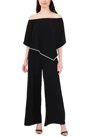 Chaus Overlay Off The Shoulder Jumpsuit - Black