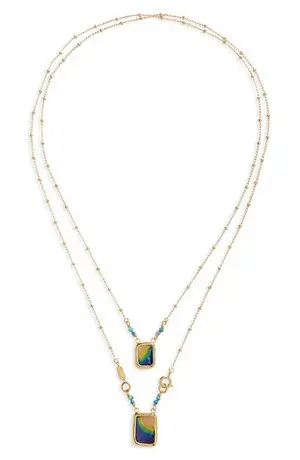 Gas Bijoux Scapulaire Layered Necklace Blue Yellow Mix