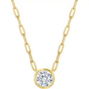 CRISLU Bezel Set Cubic Zirconia Pendant Necklace - Gold
