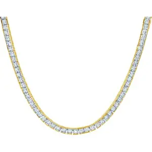CRISLU Princess Cubic Zirconia Tennis Necklace - Gold
