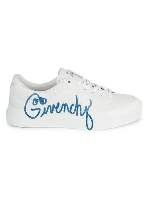 Givenchy Men's New City Leather Sneakers - Black White  White Blue