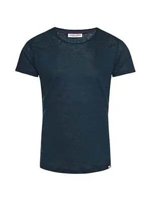 Orlebar Brown Men's Happy Capsule Linen T-Shirt - Pool  Oceanic Blue