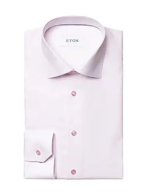 Eton Slim-fit Textured Solid Shirt - Pink Red