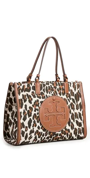 Tory Burch Ella Leopard Canvas Small Tote