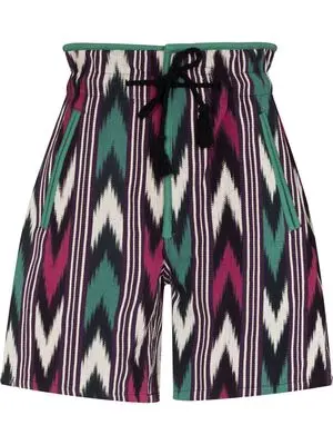 MARANT ETOILE Zigzag-print High-waisted Shorts - Neutrals