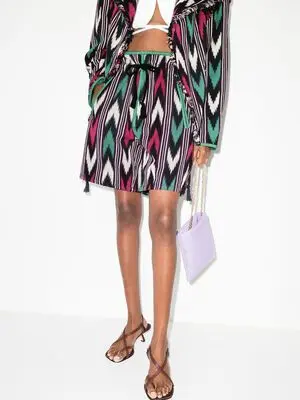 MARANT ETOILE Zigzag-print High-waisted Shorts - Neutrals