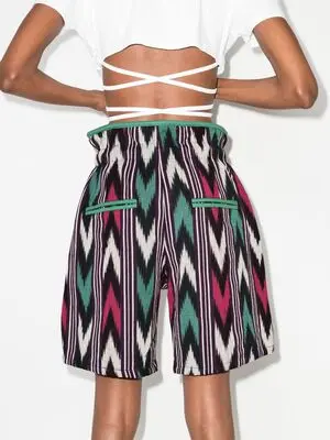 MARANT ETOILE Zigzag-print High-waisted Shorts - Neutrals