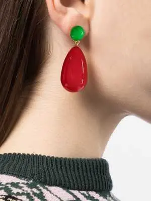 ESHVI Drop-design Earrings - Red