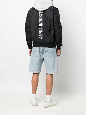 Alpha Industries Logo Print Bomber Jacket - Black