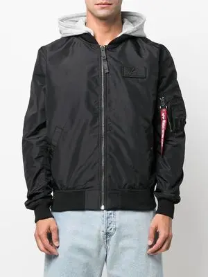 Alpha Industries Logo Print Bomber Jacket - Black