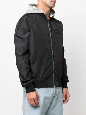 Alpha Industries Logo Print Bomber Jacket - Black