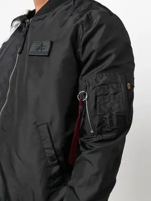 Alpha Industries Logo Print Bomber Jacket - Black