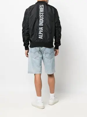 Alpha Industries Logo Print Bomber Jacket - Black