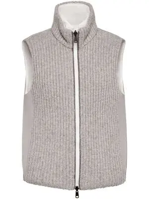 Brunello Cucinelli Ribbed-knit Padded Gilet - Grey