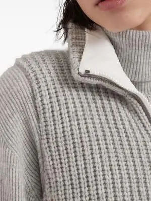 Brunello Cucinelli Ribbed-knit Padded Gilet - Grey