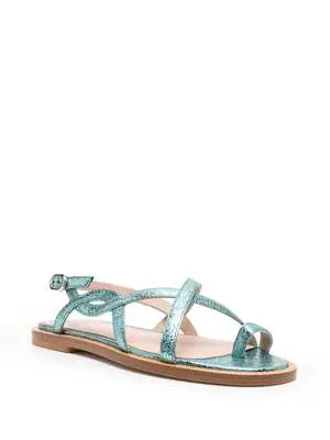 SCAROSSO Carol Metallic Leather Sandals