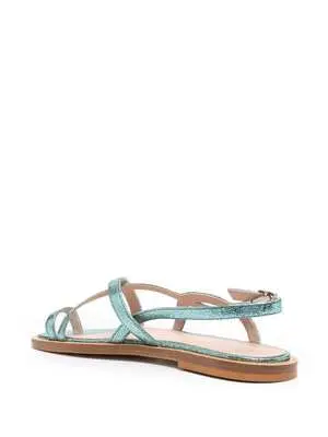 SCAROSSO Carol Metallic Leather Sandals