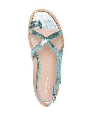 SCAROSSO Carol Metallic Leather Sandals