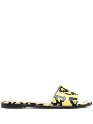 SCAROSSO Graphic-print Leather Slides