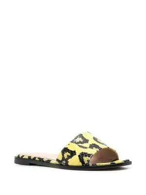 SCAROSSO Graphic-print Leather Slides
