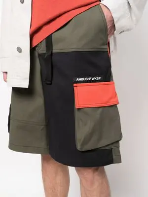 AMBUSH Colour-block Cargo Shorts - Green
