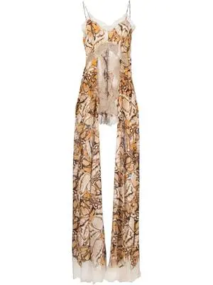 Alberta Ferretti Butterfly Print Asymmetric Hem Camisole