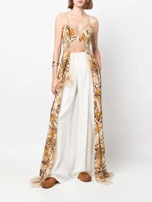 Alberta Ferretti Butterfly Print Asymmetric Hem Camisole