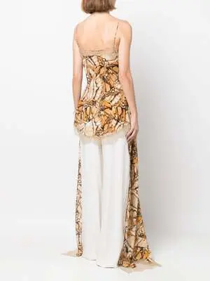 Alberta Ferretti Butterfly Print Asymmetric Hem Camisole
