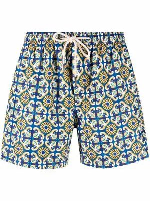 PENINSULA SWIMWEAR Tile-print Swim Shorts - Blue