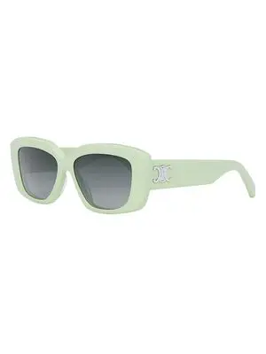 Celine Triomphe 55mm Rectangular Sunglasses Shiny Light Green