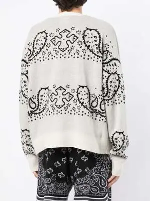 Rhude Bandana Stripe-knit Cardigan - White