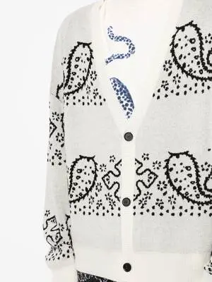 Rhude Bandana Stripe-knit Cardigan - White
