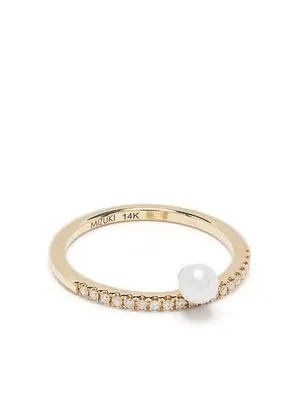 Mizuki 14kt Yellow Diamond And Pearl Band Ring - Gold