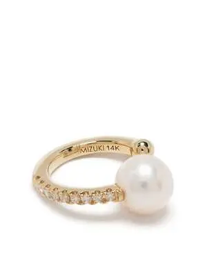 Mizuki 14kt Yellow Diamond And Pearl Ear Cuff - Gold