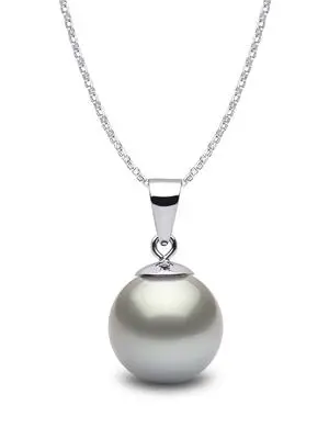 Yoko London 18kt White Gold 9mm Tahitian Pearl Pendant Necklace - Silver