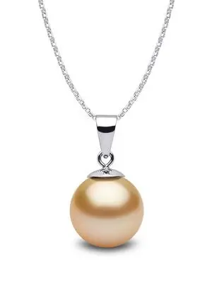 Yoko London 18kt White Gold 9mm Golden South Sea Pearl Pendant Necklace - Silver