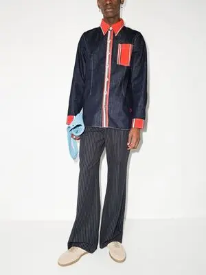 WALES BONNER Cotonou Patch Pocket Denim Shirt