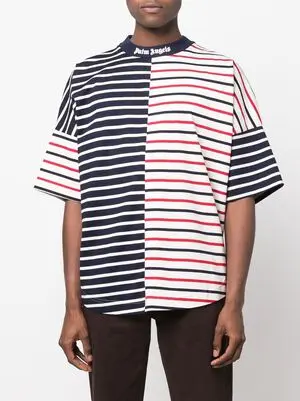 Palm Angels Striped Logo-print T-shirt