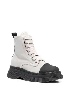 GANNI Creepers Lace-up Ankle Boots - Grey