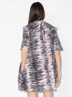 GANNI Tiger Print Ruffled Collar Mini Dress