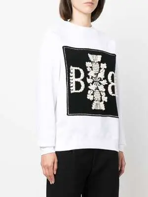 BARRIE Embroidered Panelled Sweatshirt - White