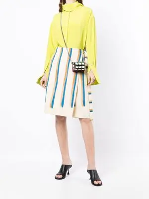 Marni Striped Wrap Midi Skirt