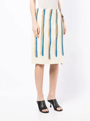 Marni Striped Wrap Midi Skirt