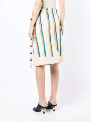 Marni Striped Wrap Midi Skirt
