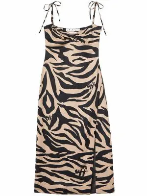 Off-White Zebra Print Midi Dress
