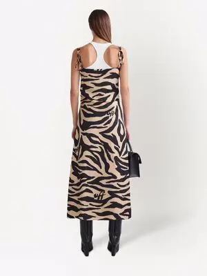 Off-White Zebra Print Midi Dress