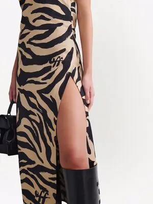 Off-White Zebra Print Midi Dress