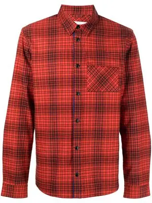 Aztech Mountain Check-print Long-sleeved Shirt - Orange