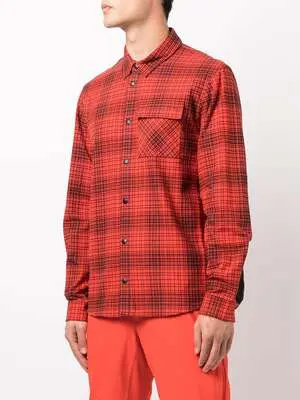 Aztech Mountain Check-print Long-sleeved Shirt - Orange